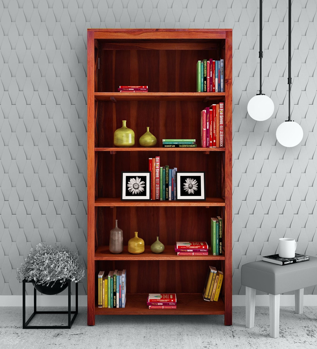 Buy Kryss Sheesham Wood Book Shelf In Honey Oak Finish Online ...