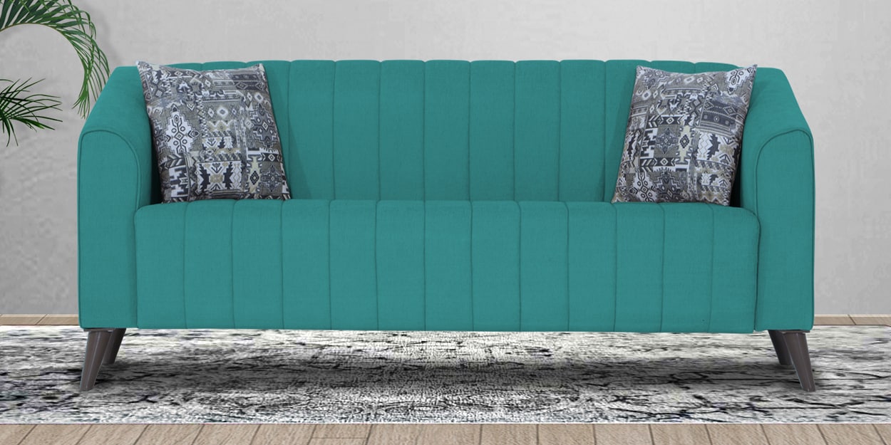 Buy Laurel Fabric 3 Seater Sofa in Aqua Blue Colour at 25% OFF by Adorn ...
