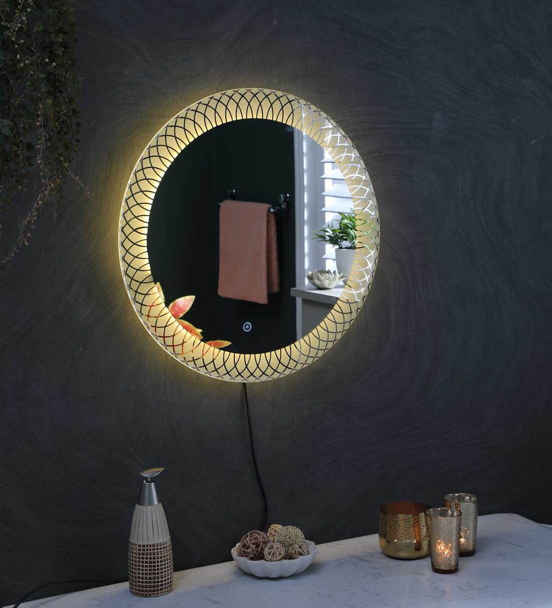 Buy Yellow & Blue Glass Creation LED Mirror at 30% OFF by Aranaut ...