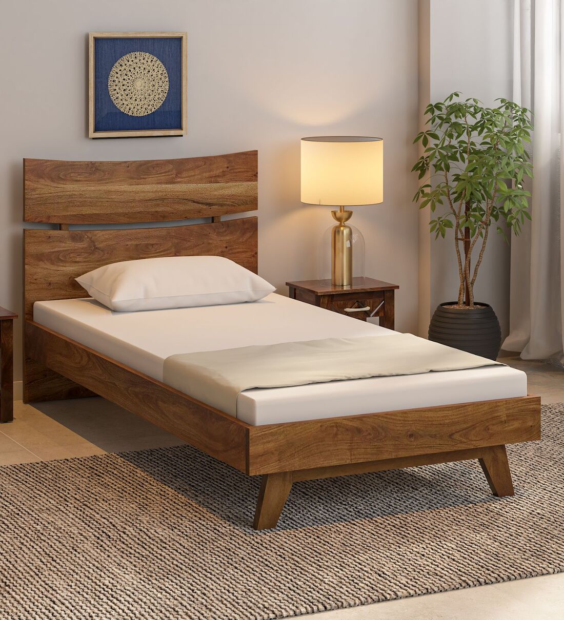 Buy Sorrento Sheesham Wood Single Bed In Acacia Natural Finish Online ...