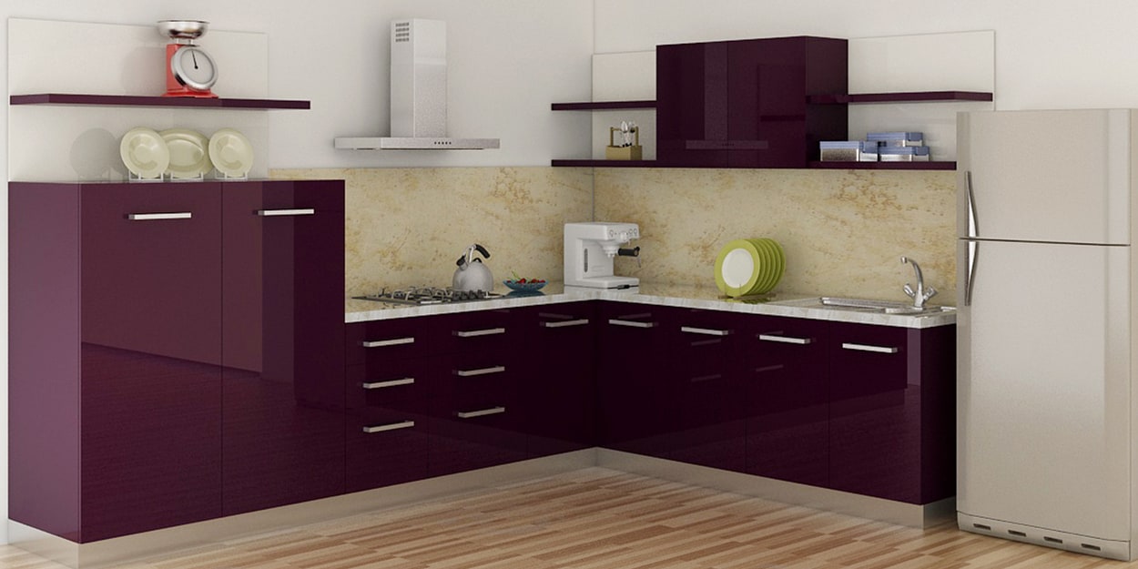 Buy Lillian L Shaped kitchen in MDF with PU Finish Online - L Shaped ...