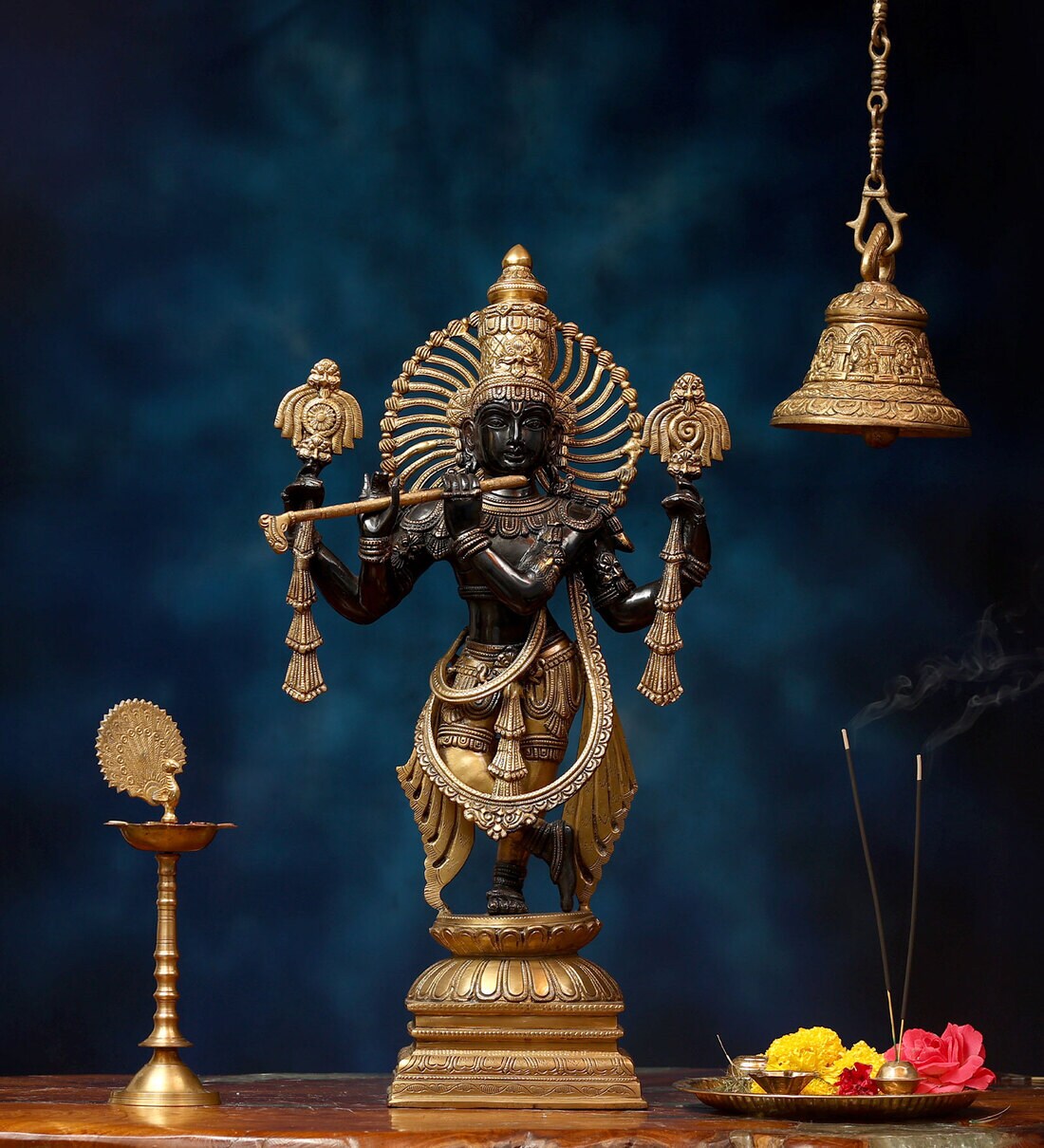 Buy Lord Krishna Brass Black Religious Idol at 10% OFF by Urbancart ...