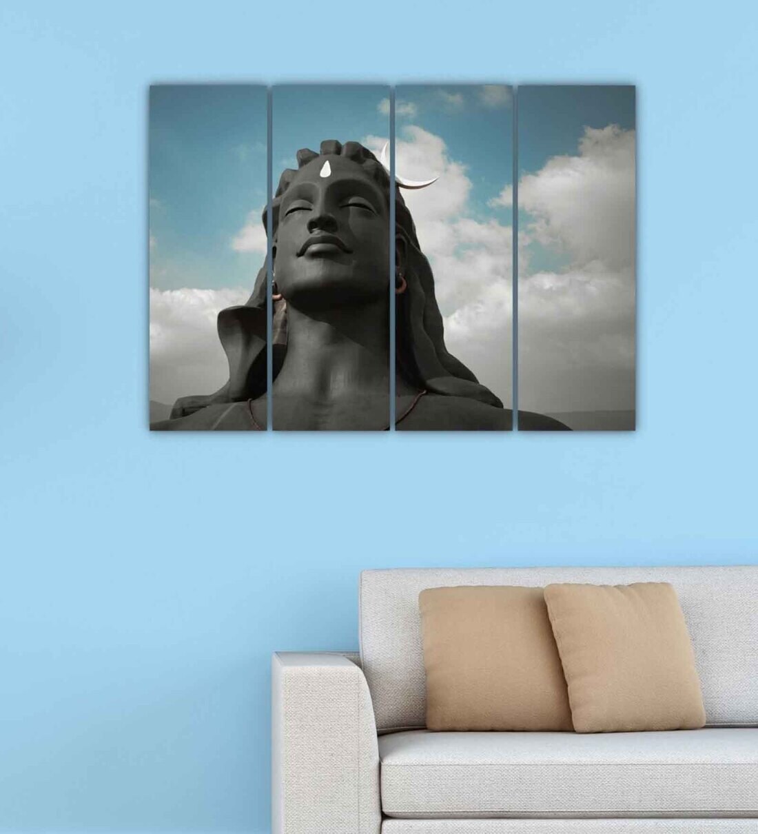 Buy Lord Shiva Grey Wood Framed Spiritual Art Panel Set of 4 Online ...