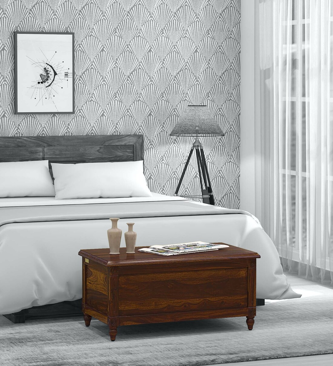 Buy Louis Sheesham Wood Trunk in Provincial Teak Finish Online - Trunks ...