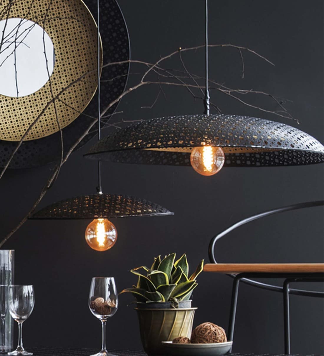 Buy Hairo Louvre Black Iron Hanging Light by Orange Tree Online - Dome ...