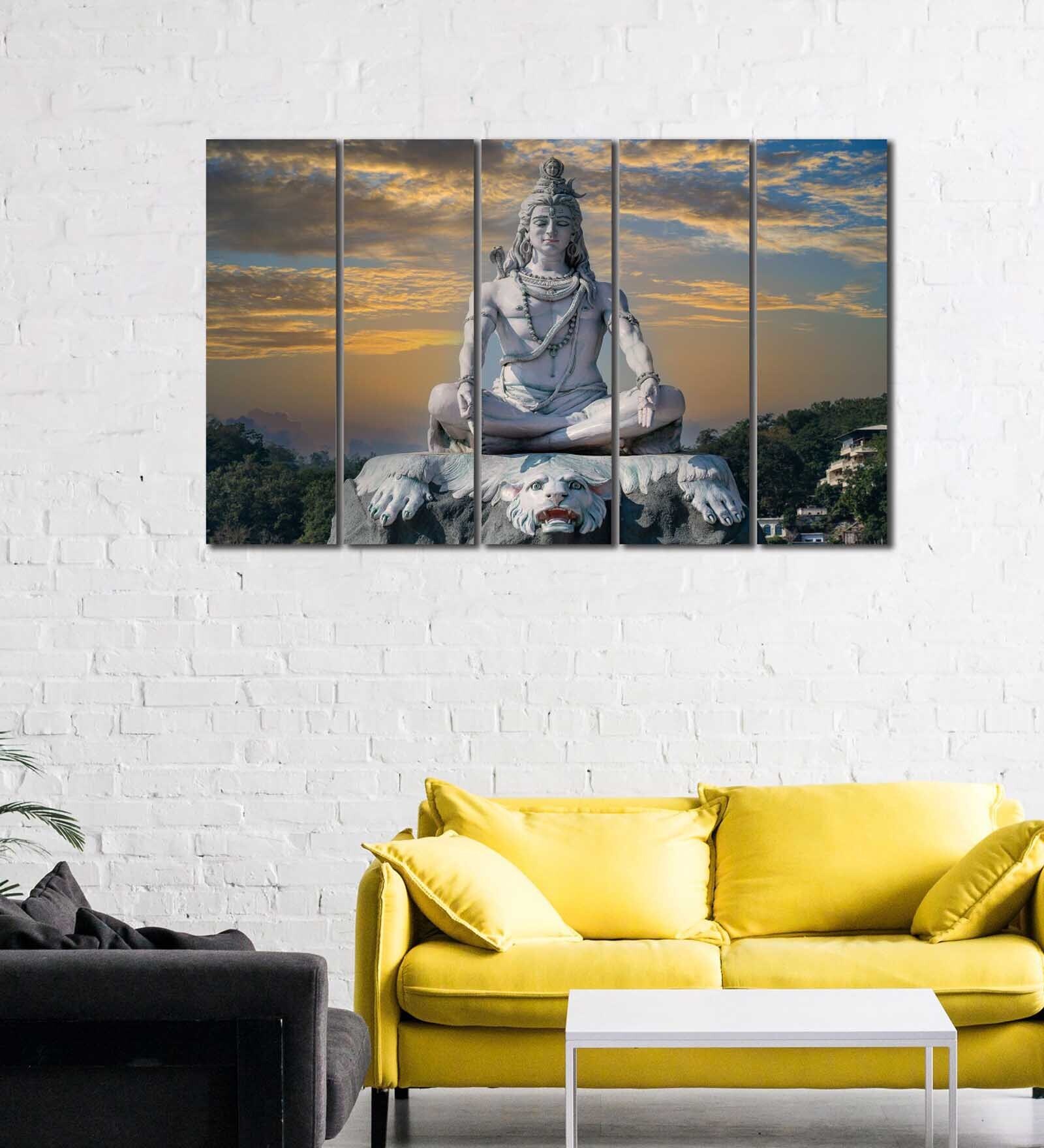 Buy Lord Shiva Doing Meditation MDF Art Panel Set of 5 By Wens Online ...