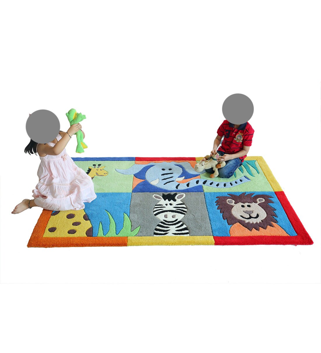 Buy Multicolor Character Wool 3 ft x 5 ft Kids Carpet by Little Looms ...