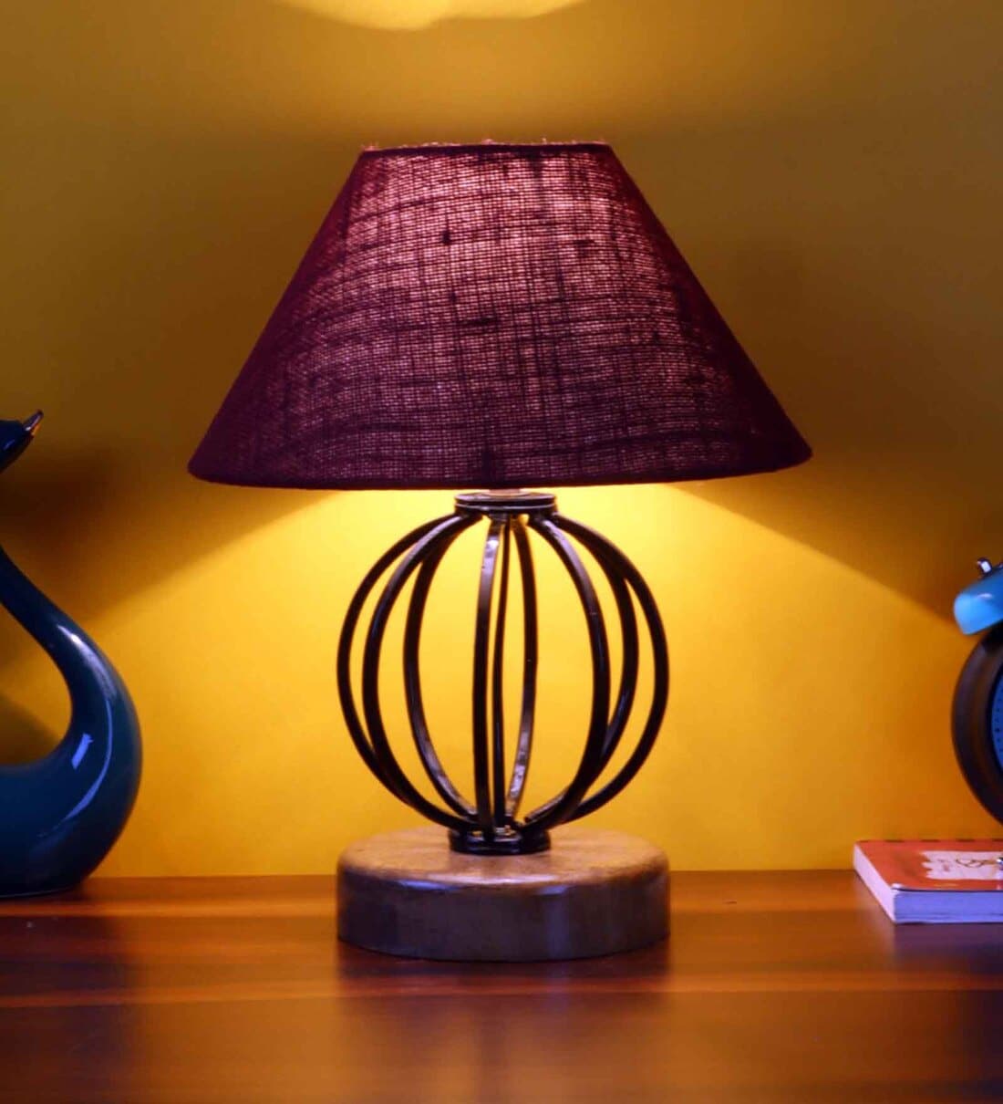 Buy Maroon Jute Table lamp with Wood & Iron Base By New Era at 70% OFF ...