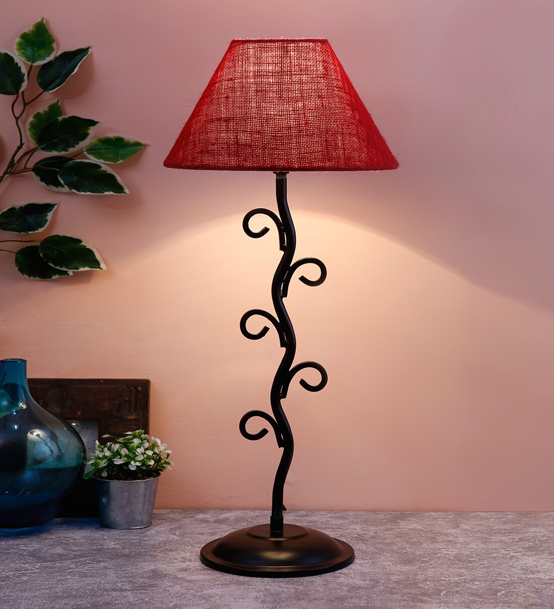 Buy Maroon Jute Abstract Table lamp at 58% OFF by New Era | Pepperfry