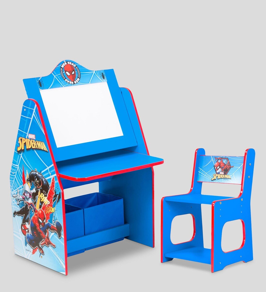 Buy Marvel Spiderman Toddler 4 In 1 Study Table Set in Blue Colour ...