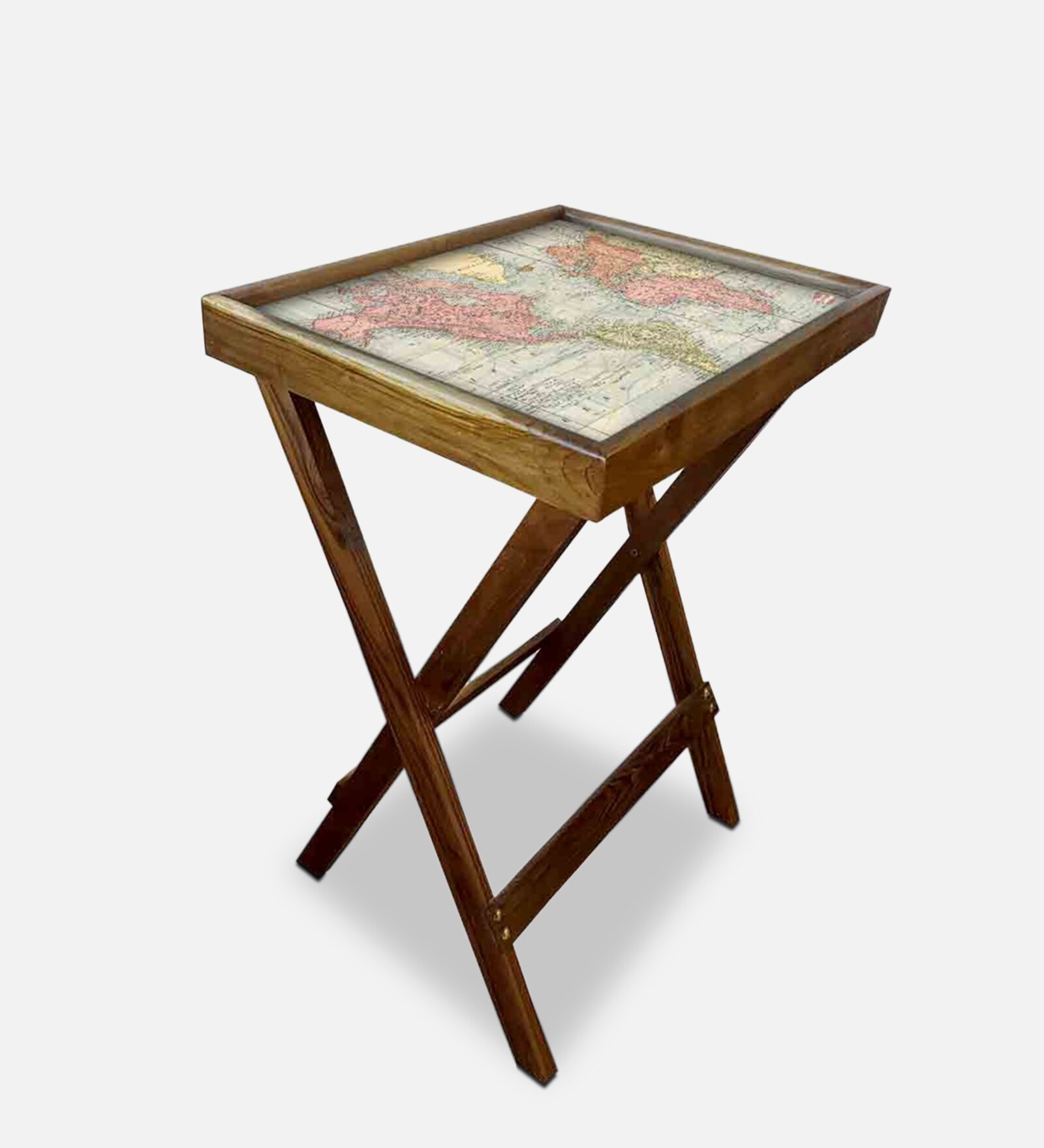 Buy Made in India -Map Tray End Table in Brown Colour at 15% OFF by ...
