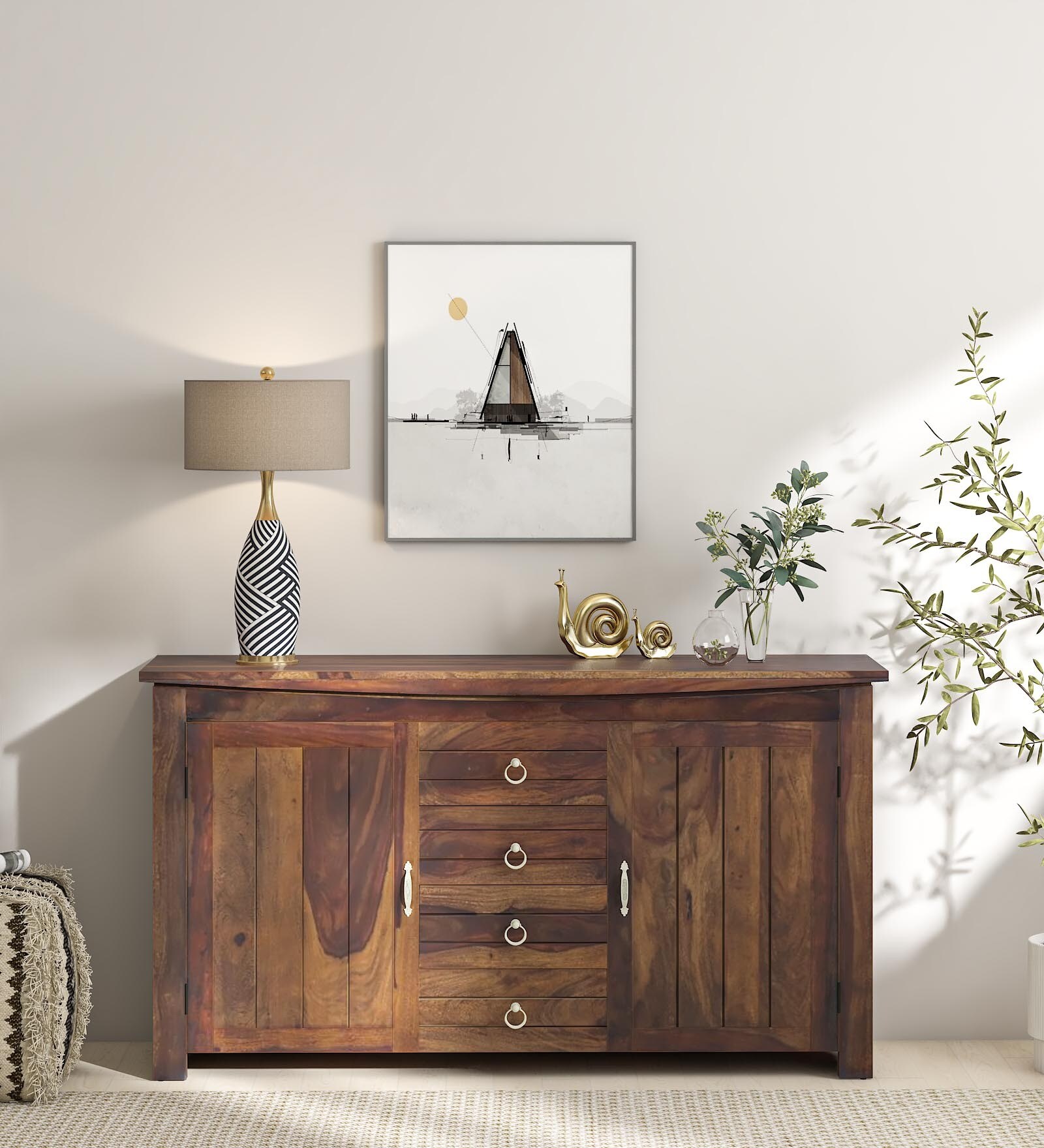 Buy Marsala Sheesham Wood Sideboard In Provincial Teak Finish Online ...