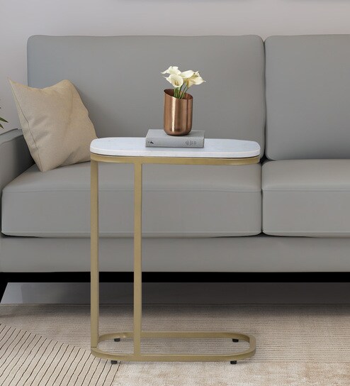 Buy Marmor Metal C Shaped Table in Gold Finish Online - C Shaped Tables ...