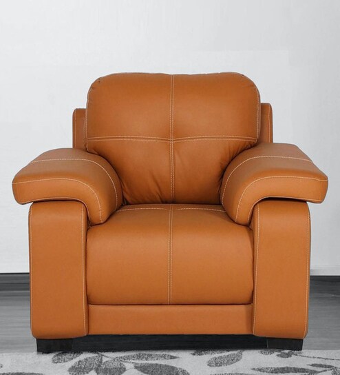 Buy Max Leatherette 3 Seater Sofa in Tan Colour Online - Lawson Sofa ...