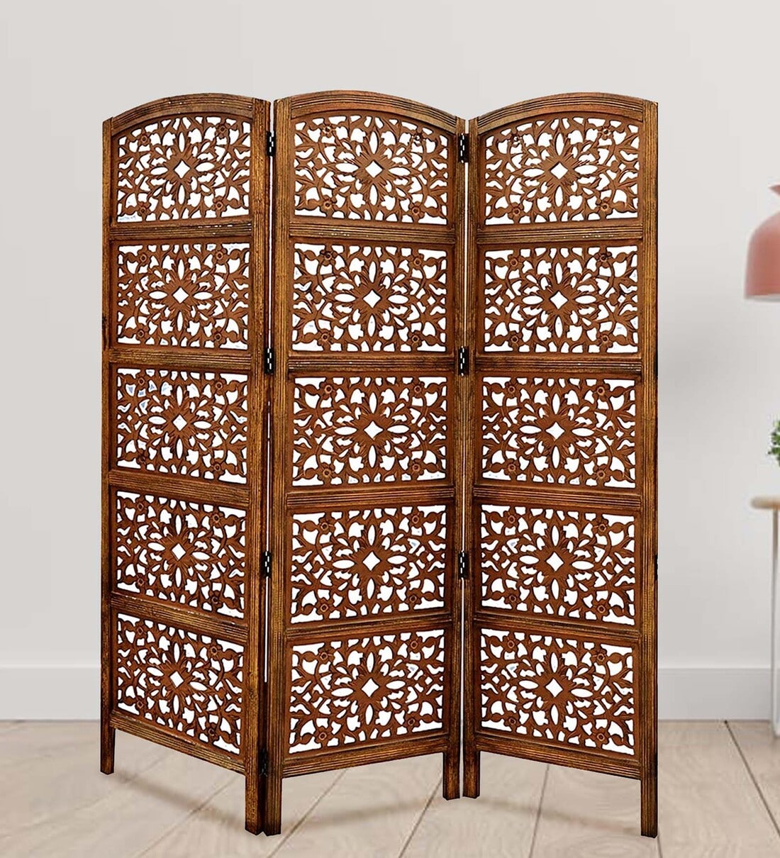 Buy MDF 72 x 60 Inch 3 Panel Room Divider by Wood D cor City Online ...