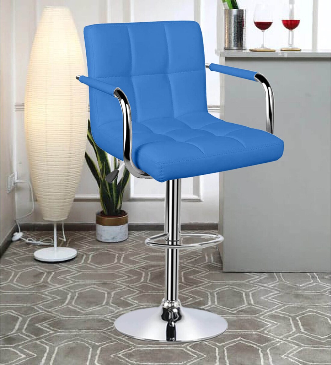 Buy Melbourne Full Back Bar Stool In Blue Colour By Redefine Online ...