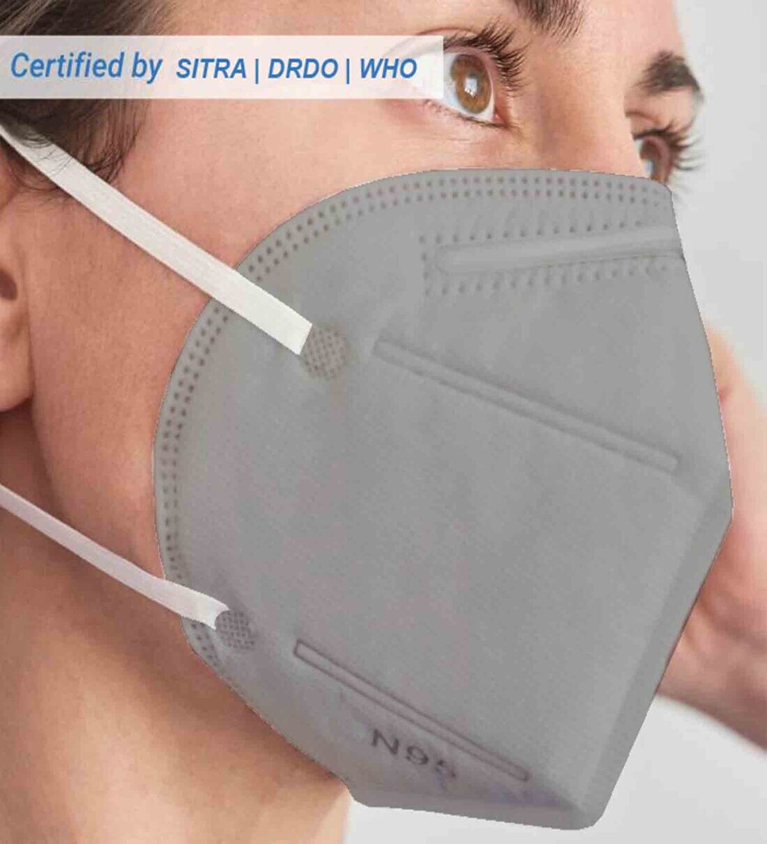 Buy Melt blown Fabric N95 Mask in Grey Color (Pack of 5) by Status ...