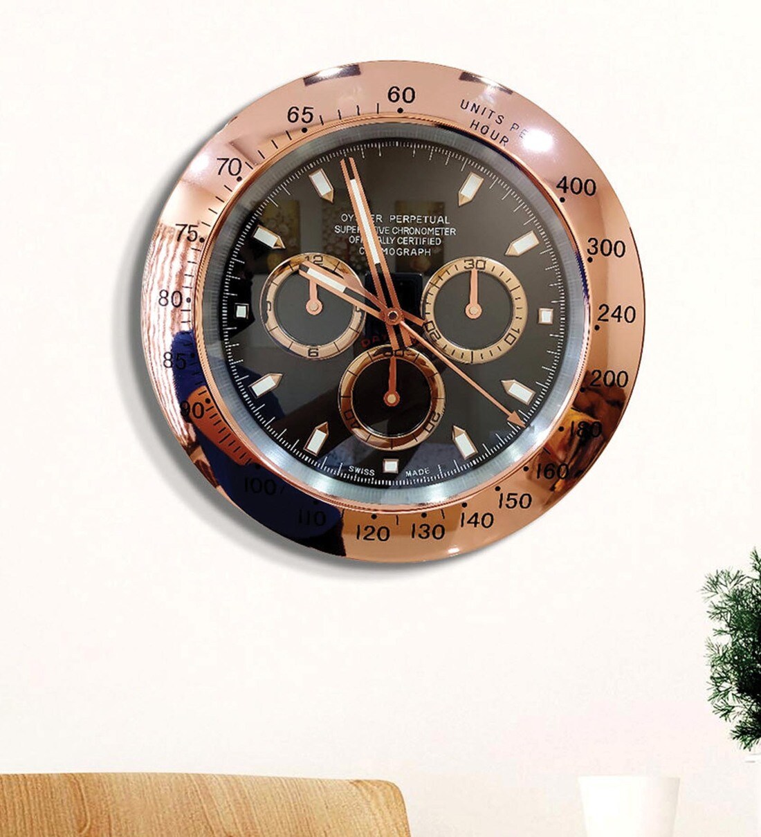Buy Black Metal Chronograph Modern Wall Clock Online - Modern Wall ...