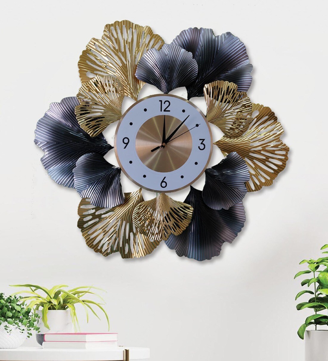 Buy Black Metal Floral Modern Wall Clock at 10% OFF by FunkyDecors ...