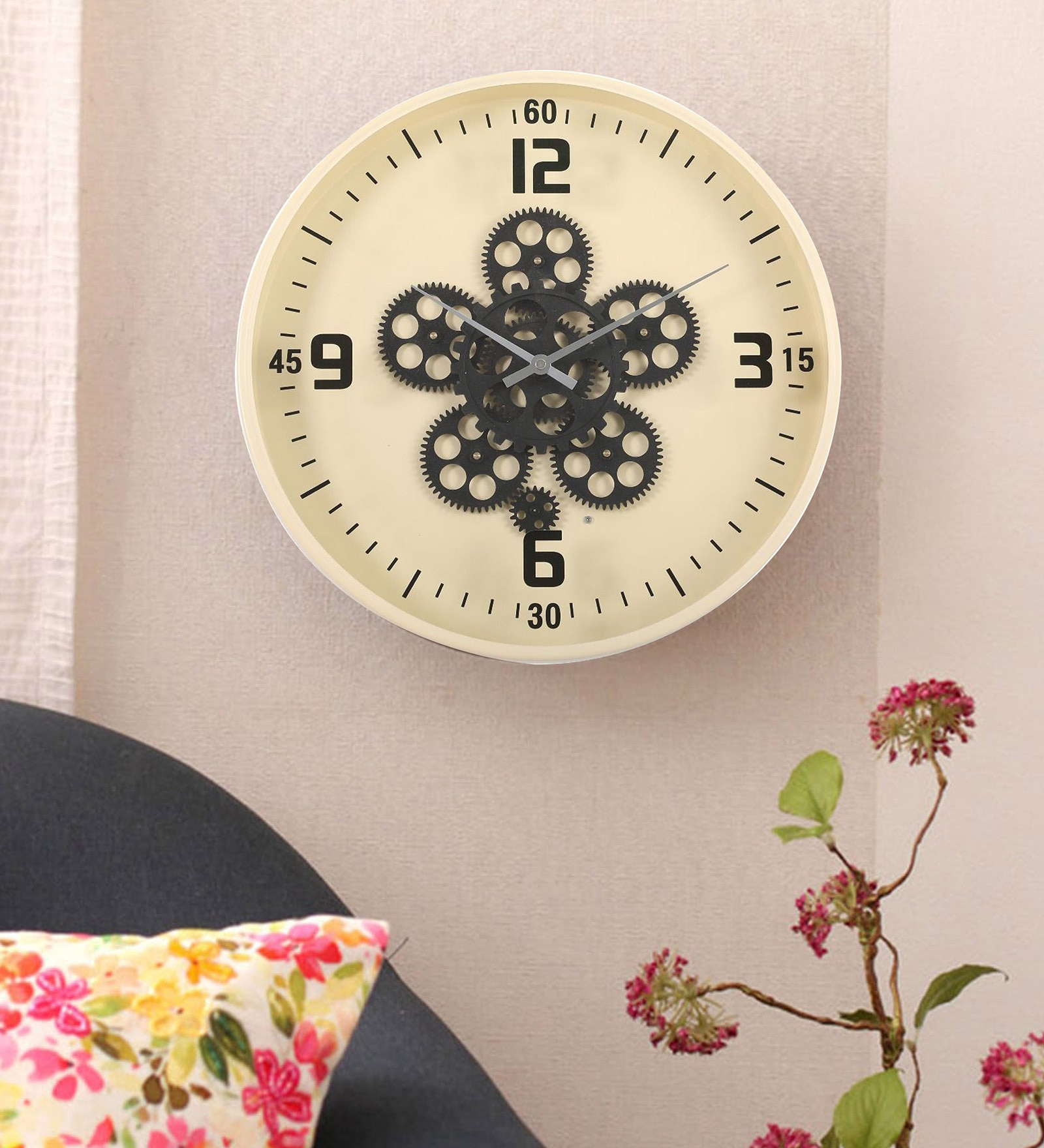 Buy Ivory Metal Harold Modern Wall Clock Online - Modern Wall Clocks ...