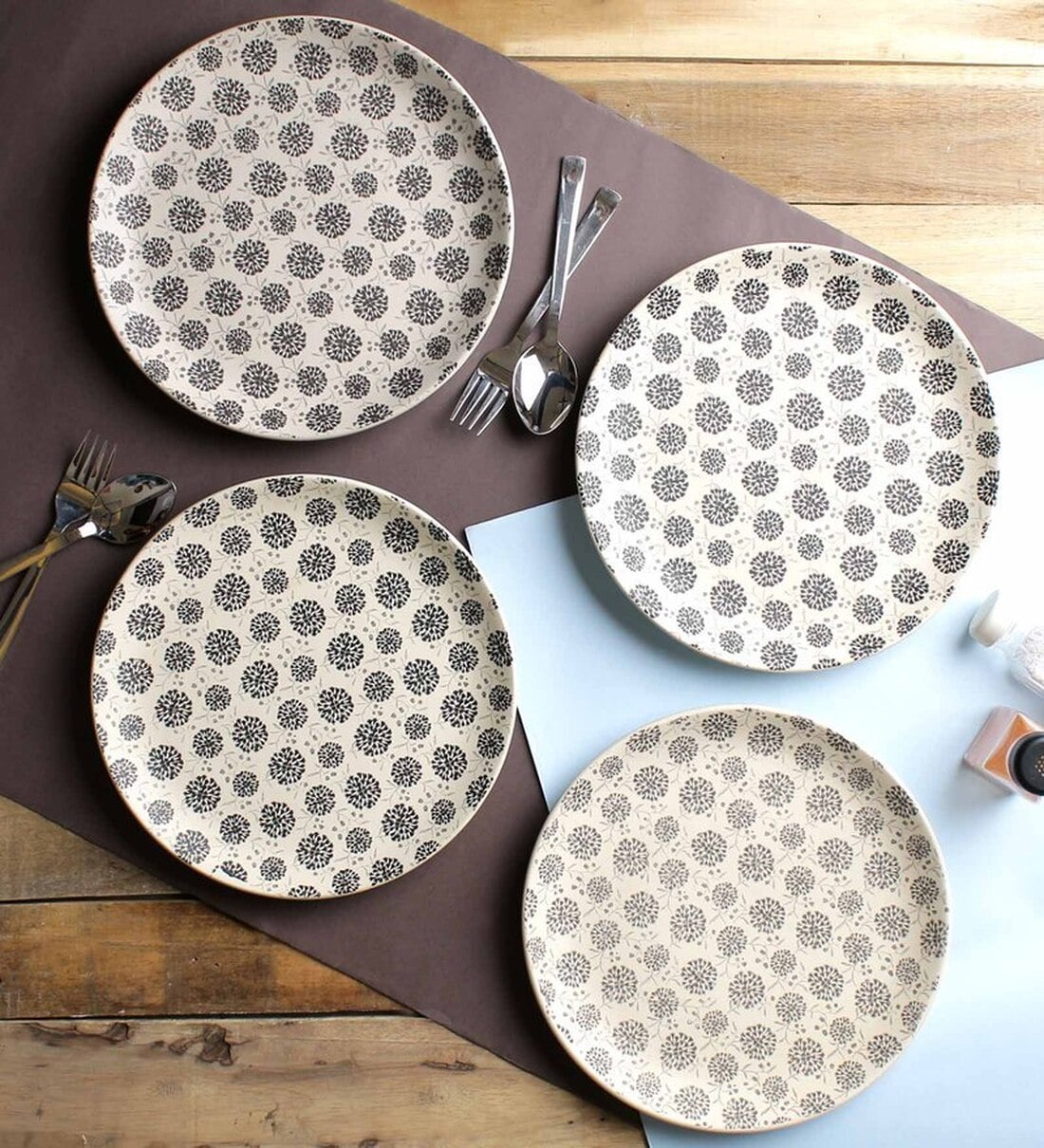 Buy Decal Floral (Set of 4) Ceramic Dinner Plate by Miah Decor at 31% ...