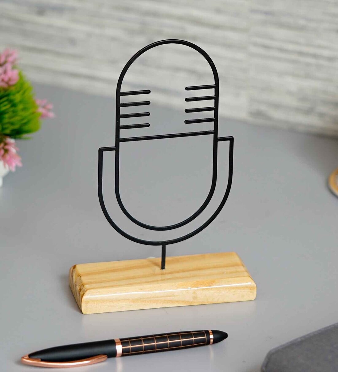 Buy Microphone Iron & Wood Figurine at 43% OFF by The Next Decor ...