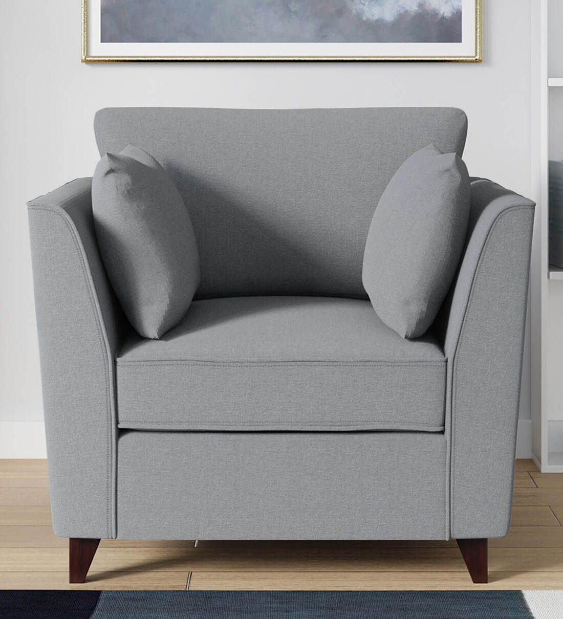 Buy Miranda Fabric 1 Seater Sofa In Ash Grey Colour at 24% OFF by ...