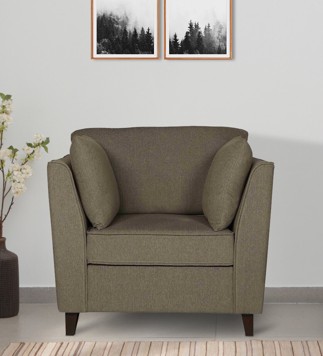 Buy Miranda Fabric 1 Seater Sofa In Sandy Brown Colour at 23% OFF by ...