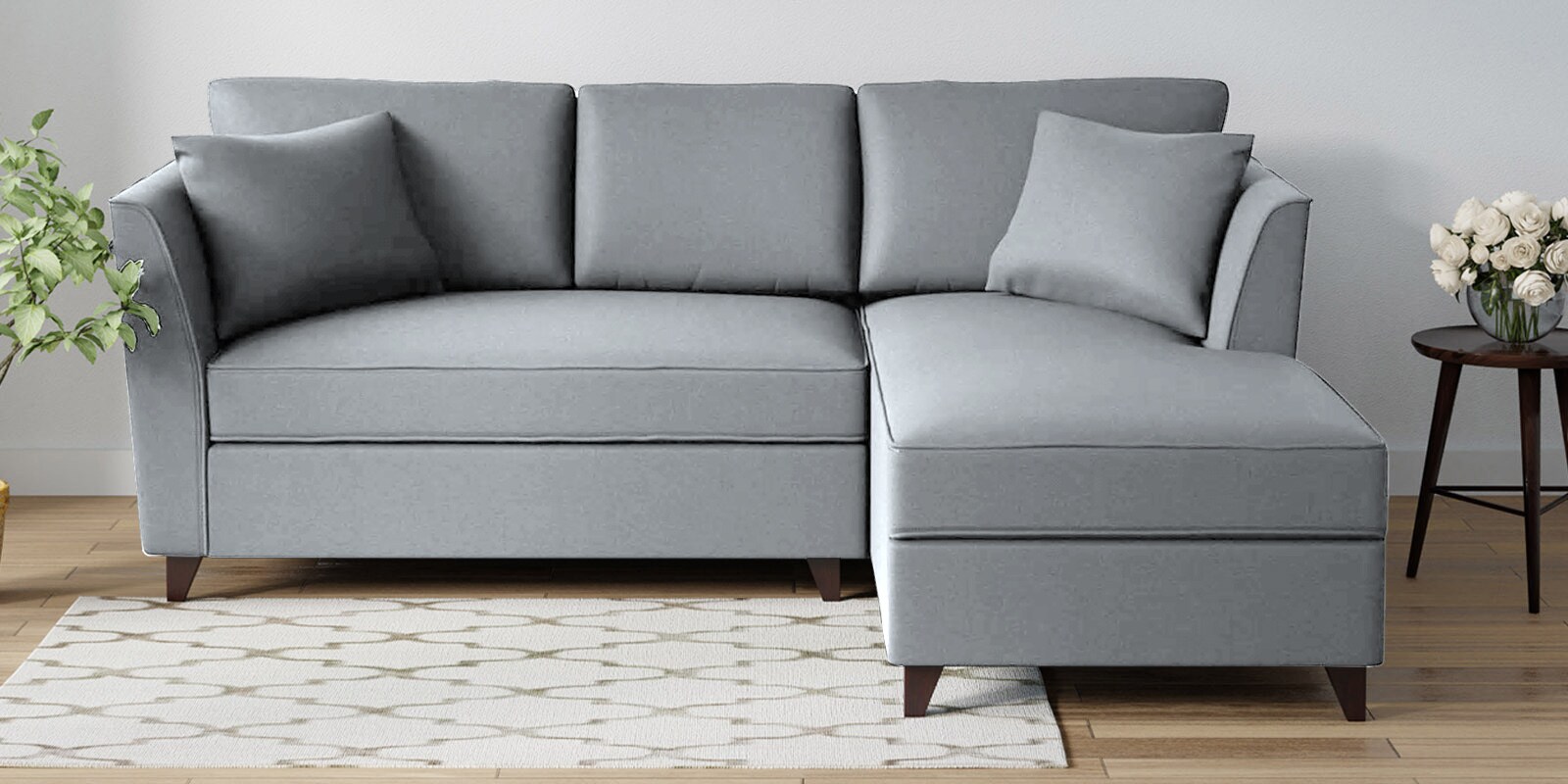 Buy Miranda Fabric LHS 2 Seater Sectional Sofa In Ash Grey Colour at 17 ...