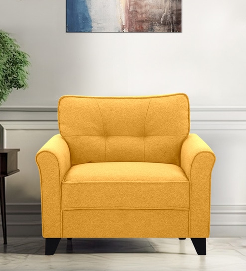 Buy Miranda Fabric 1 Seater Sofa In Lemon Yellow Colour at 53% OFF by ...