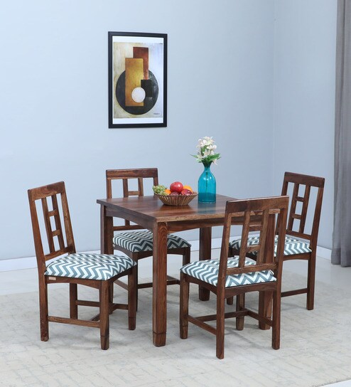 Buy Mitsy Sheesham Wood 4 Seater Dining Set In Rustic Teak Online ...