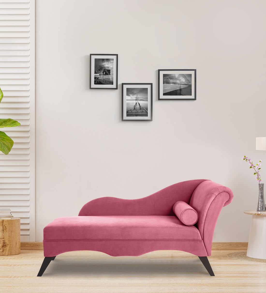Buy Modern Scroll RHS Fabric Chaise Lounger in Pink Colour at 25% OFF ...