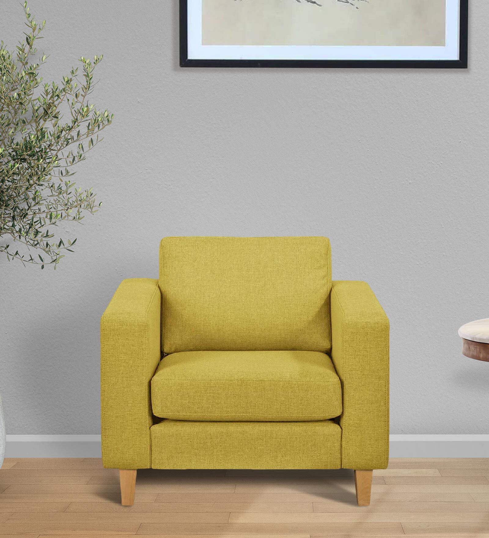 Buy Modern Allen Fabric 1 Seater Sofa in Yellow Colour by Sofa Crafter ...