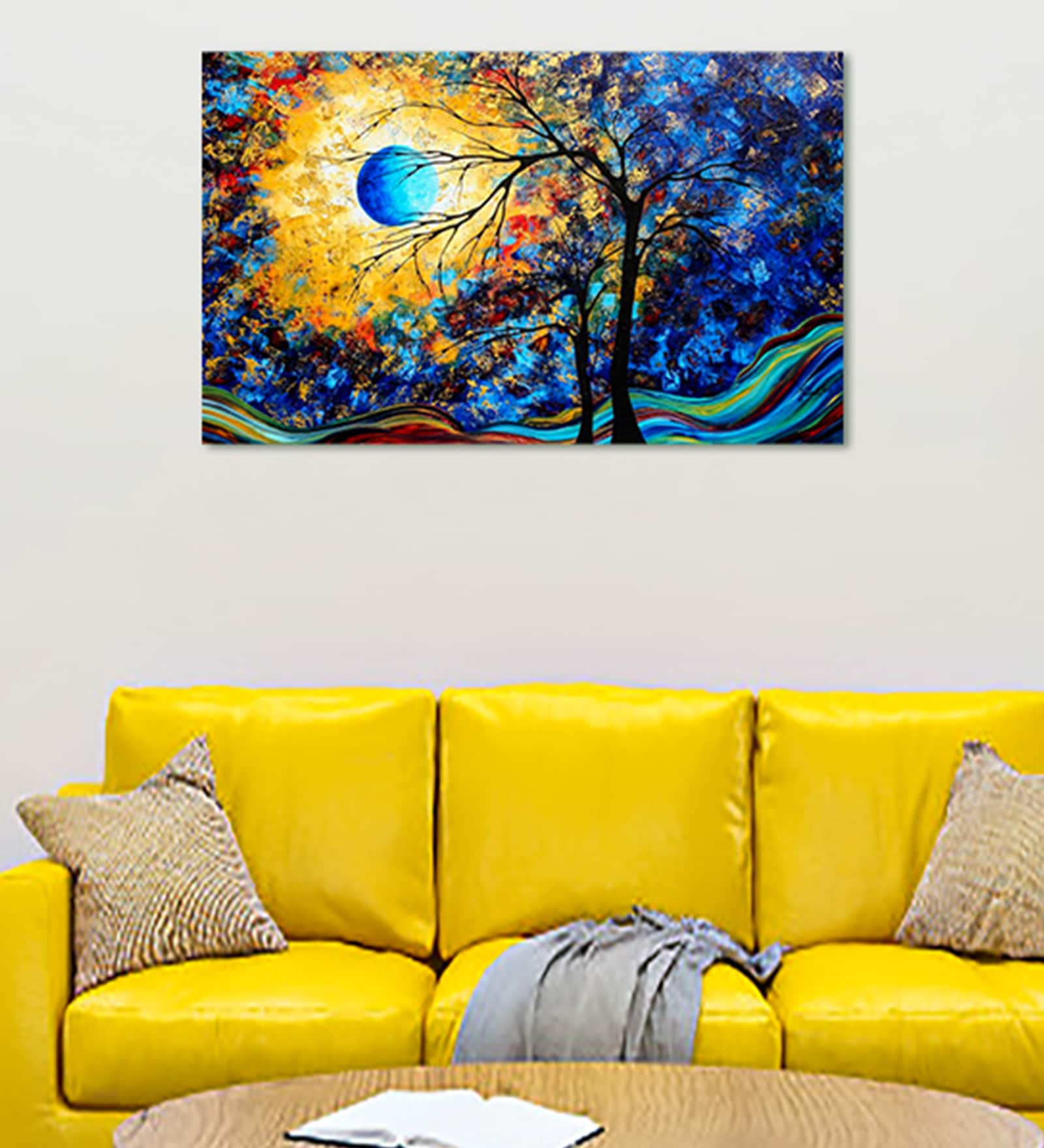 Buy Moon Blossom Toughened Glass Wall Painting By Flair Glass at 44% ...