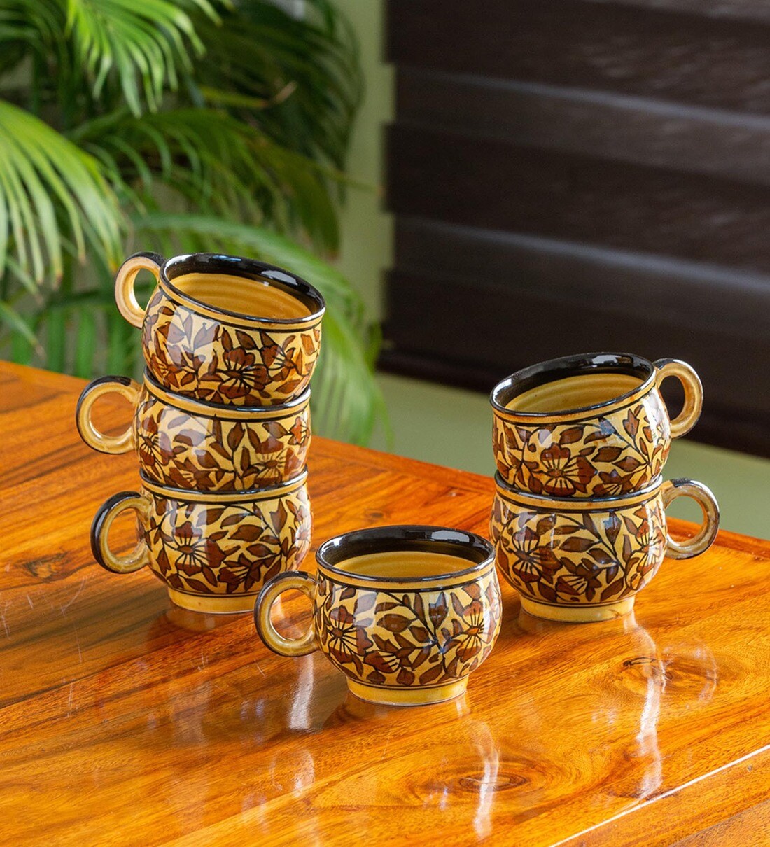 Buy Mughal Floral 180ml Brown (Set of 6) Ceramic Tea Cup at 37% OFF by ExclusiveLane | Pepperfry