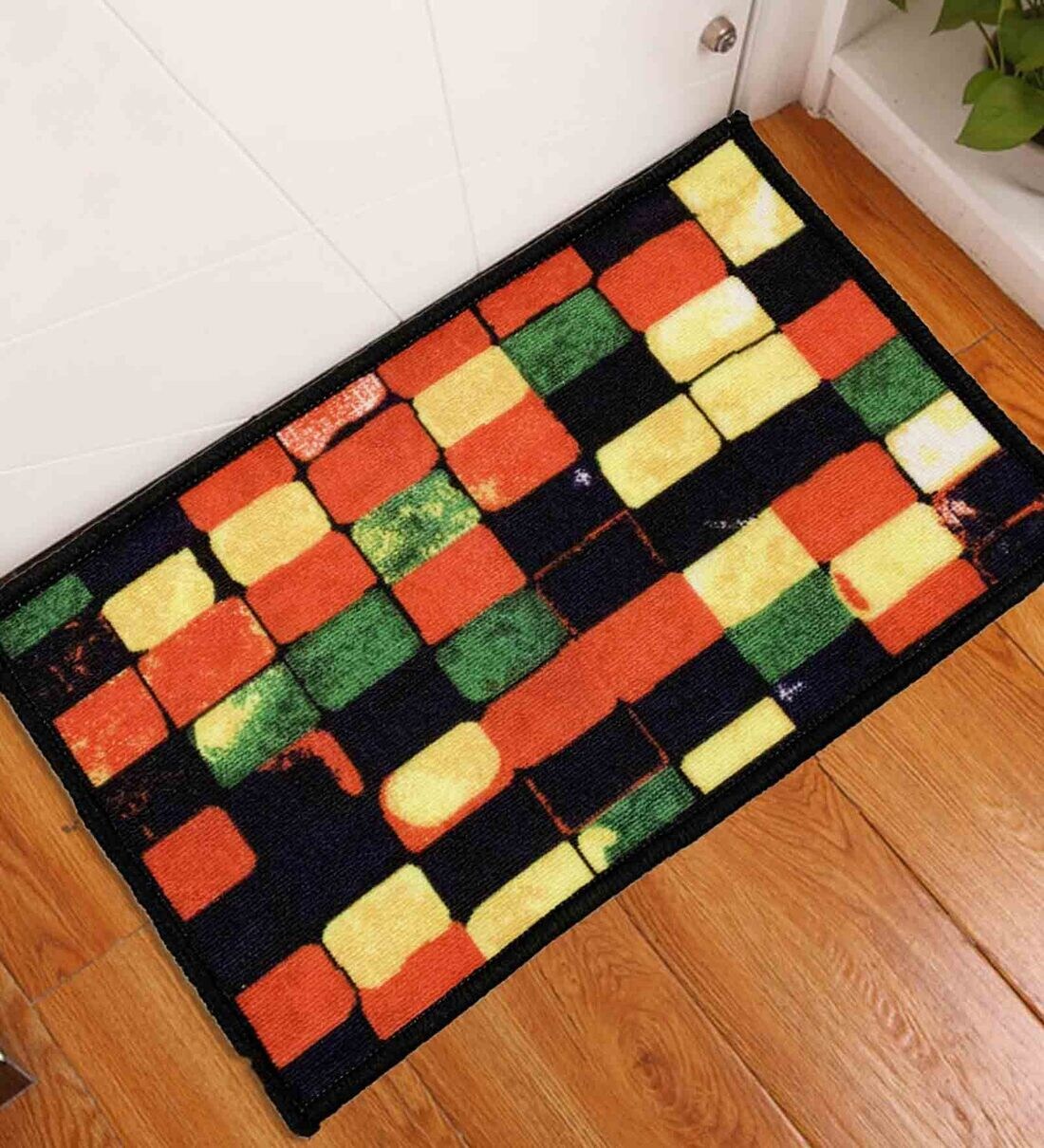 Buy Multicolor Geometric Polyester 15 x 23 Inches Anti Skid Door Mat by ...