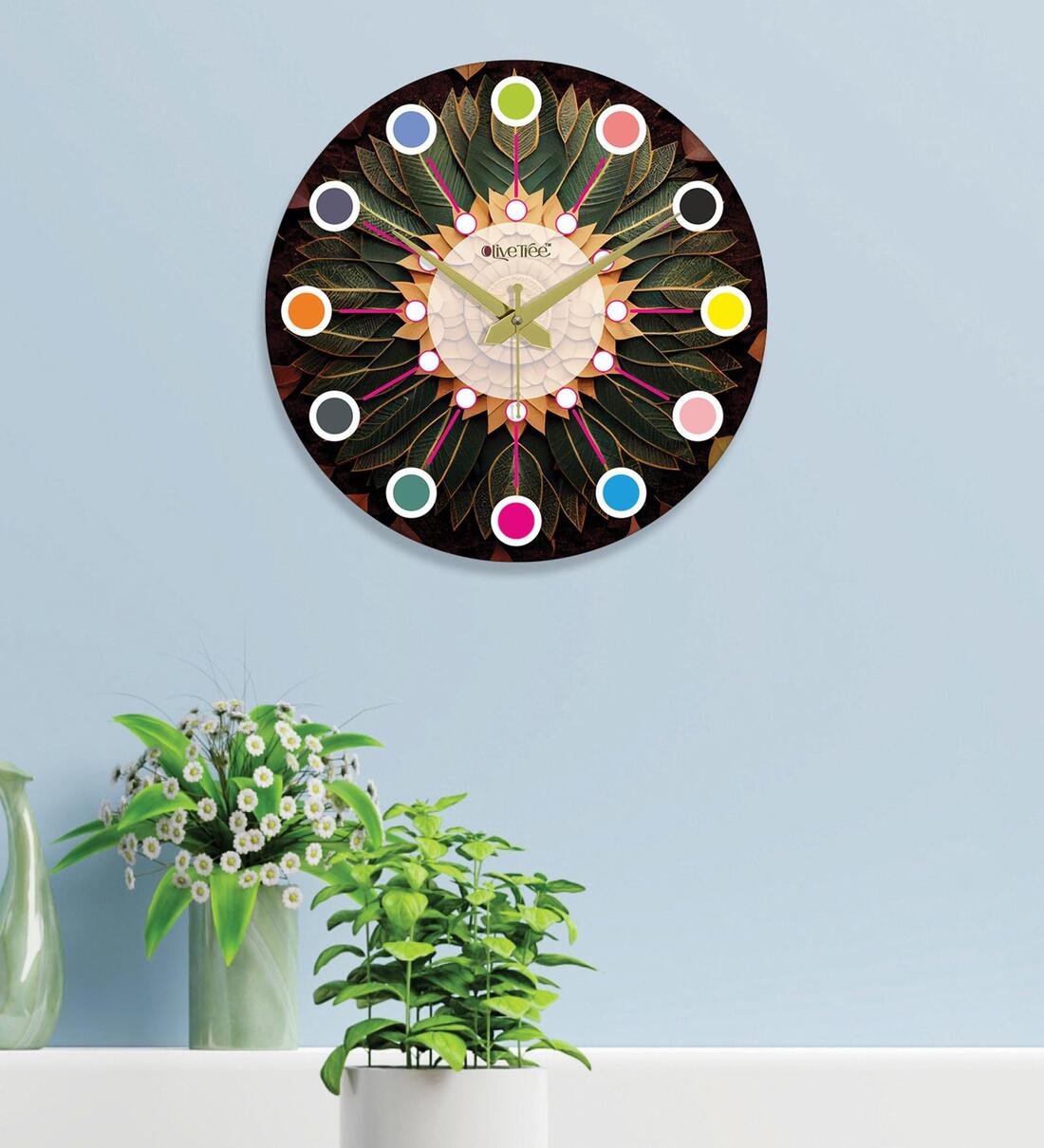 Buy Multicolour Engineered Wood Battery Operated Wall Clock at 60% OFF ...