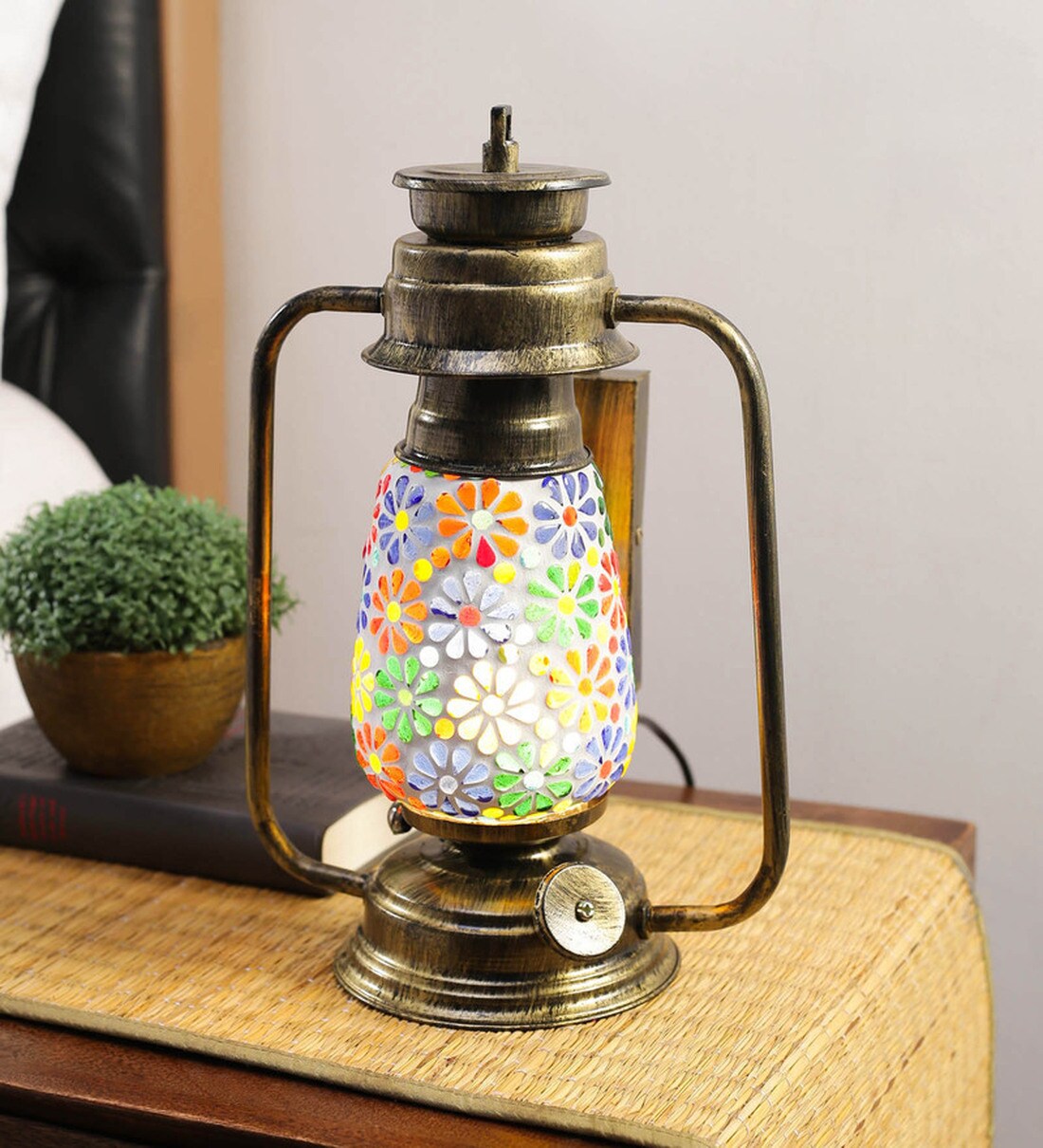 Buy Beverly Multicolour Glass Shade Table Lamp With Metal Base by New ...