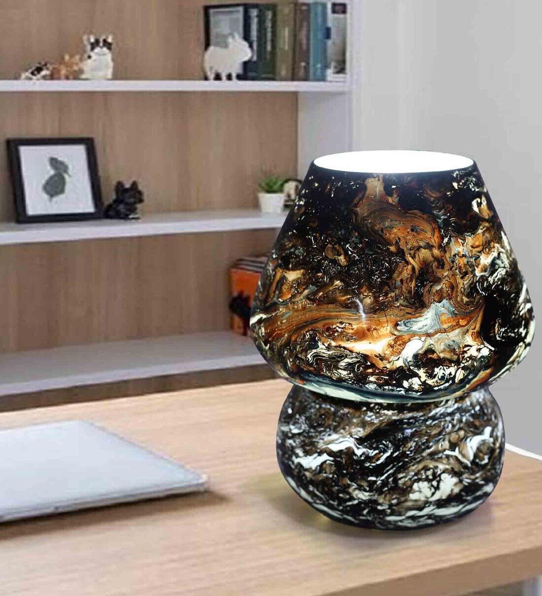 Buy Aphro Multicolour Glass Shade Night Lamp With Glass Base By ...