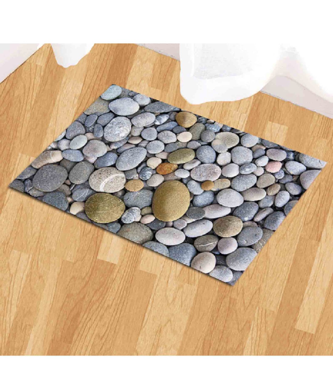 Buy Grey Abstract Polyester 15x23 Inches Stain Resistant Bath Mat by ...