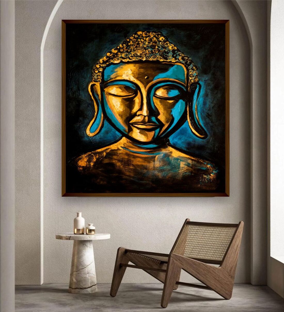 Buy Buddhist Tattoo Multicolor Canvas Framed Spiritual Art Print Online ...