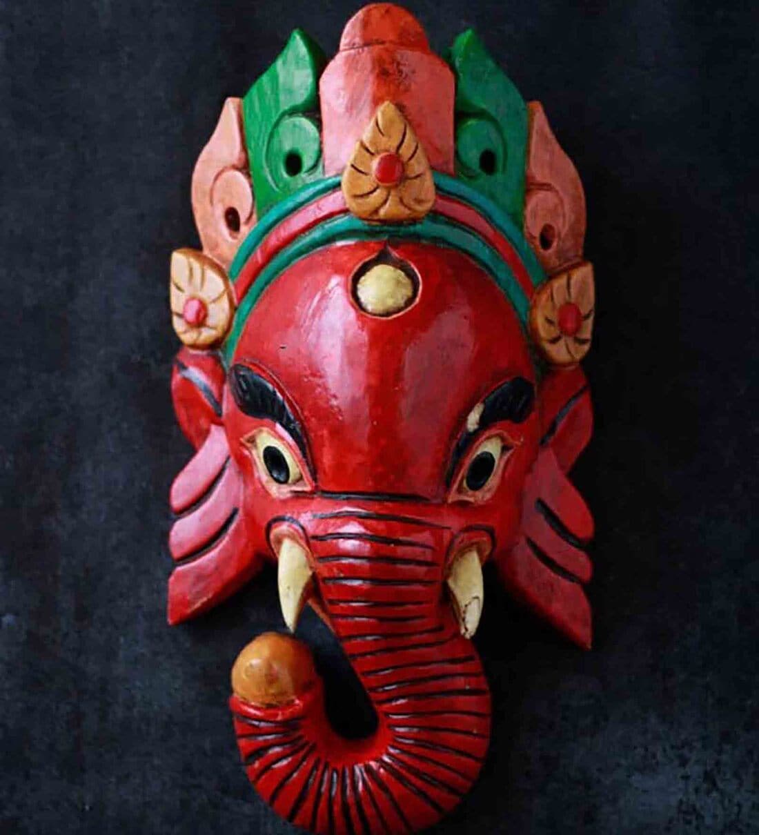 Buy Multicoloured Wooden Sylan Himalayan Ganesha Mask at 100% OFF by ...