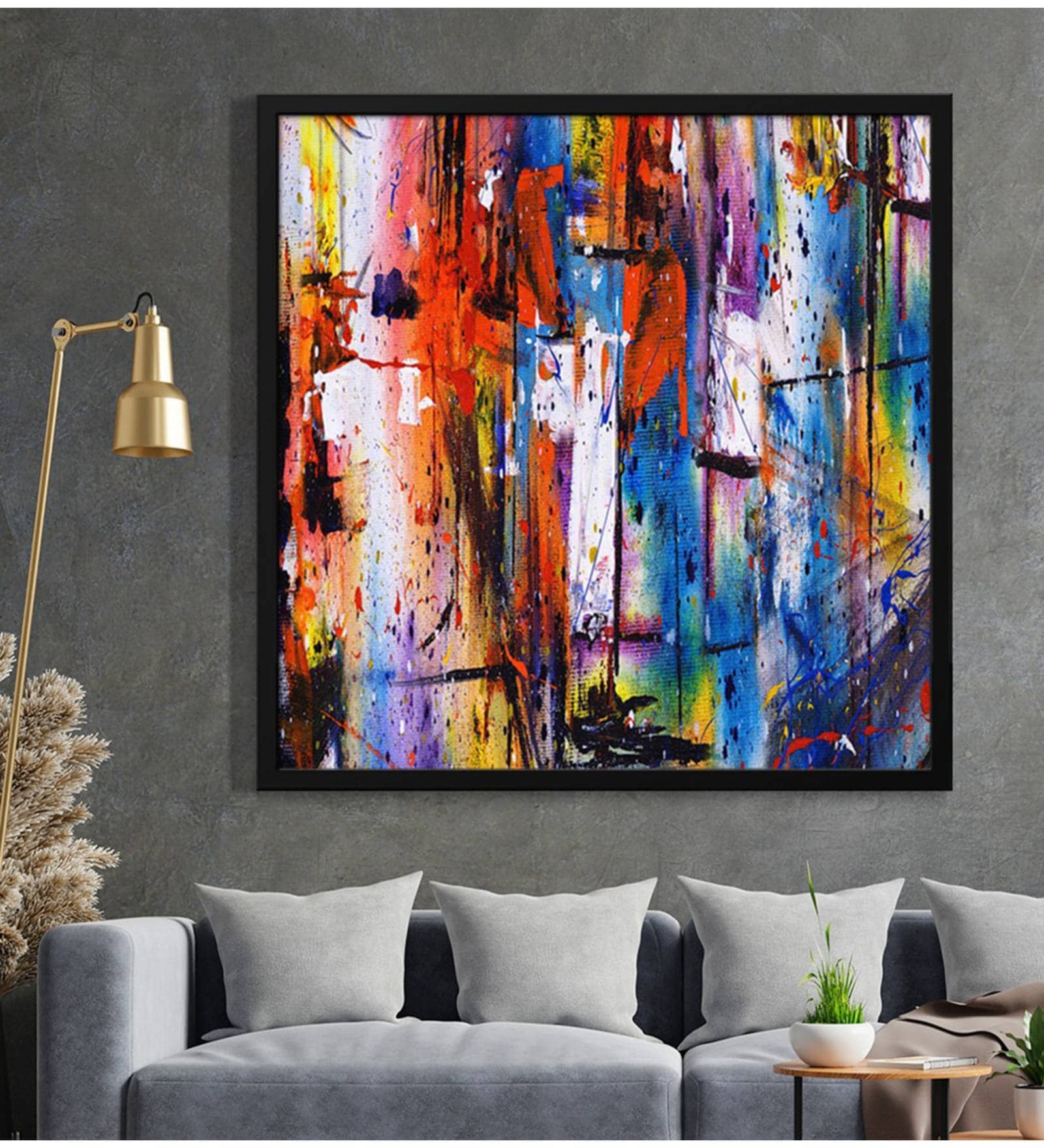 Buy Multi Color Abstract Modern Art Canvas Wall Painting at 100% OFF by ...