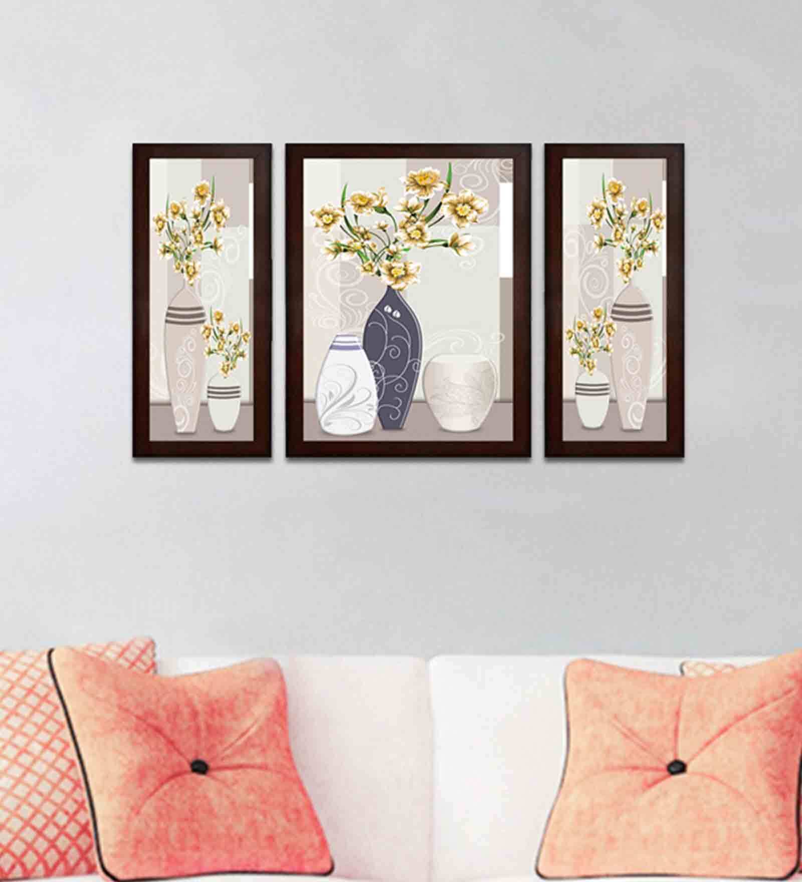 Buy Multicolour MDF Flowers With Pot Wall Painting by Wens Online ...