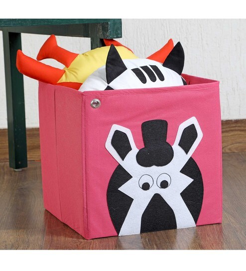 Buy Zebra Fabric Kids Storage Box in Maroon Colour Online - Wardrobe ...