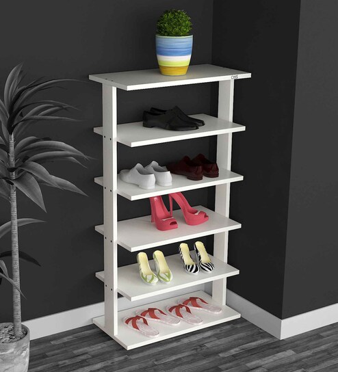 Buy Nestor Open Shoe Rack in Frosty White Finish Online - Open Shoe ...