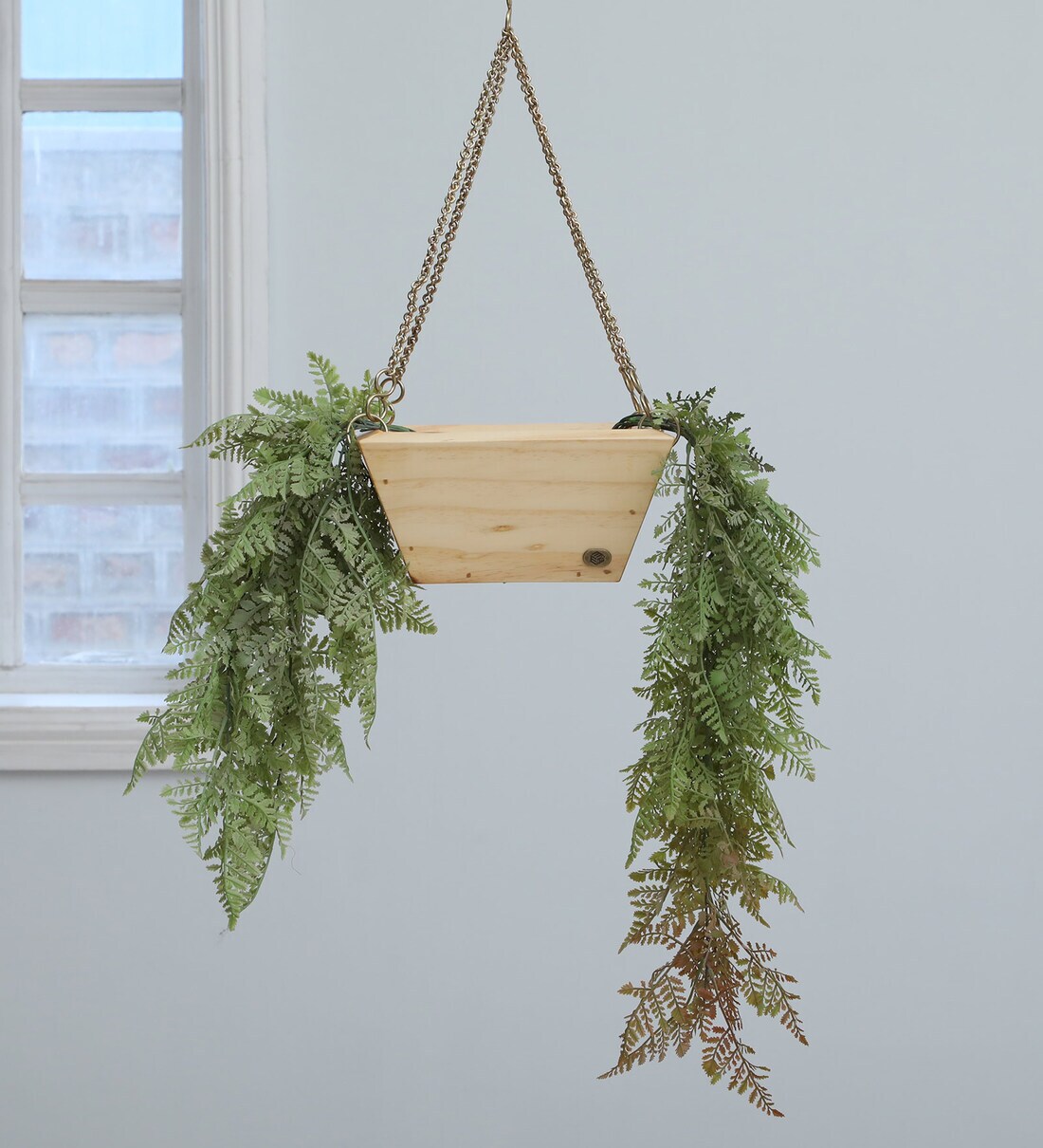 Buy Natural Finish Pine Wood Angular Hanging Planter by My Eden at 100% ...