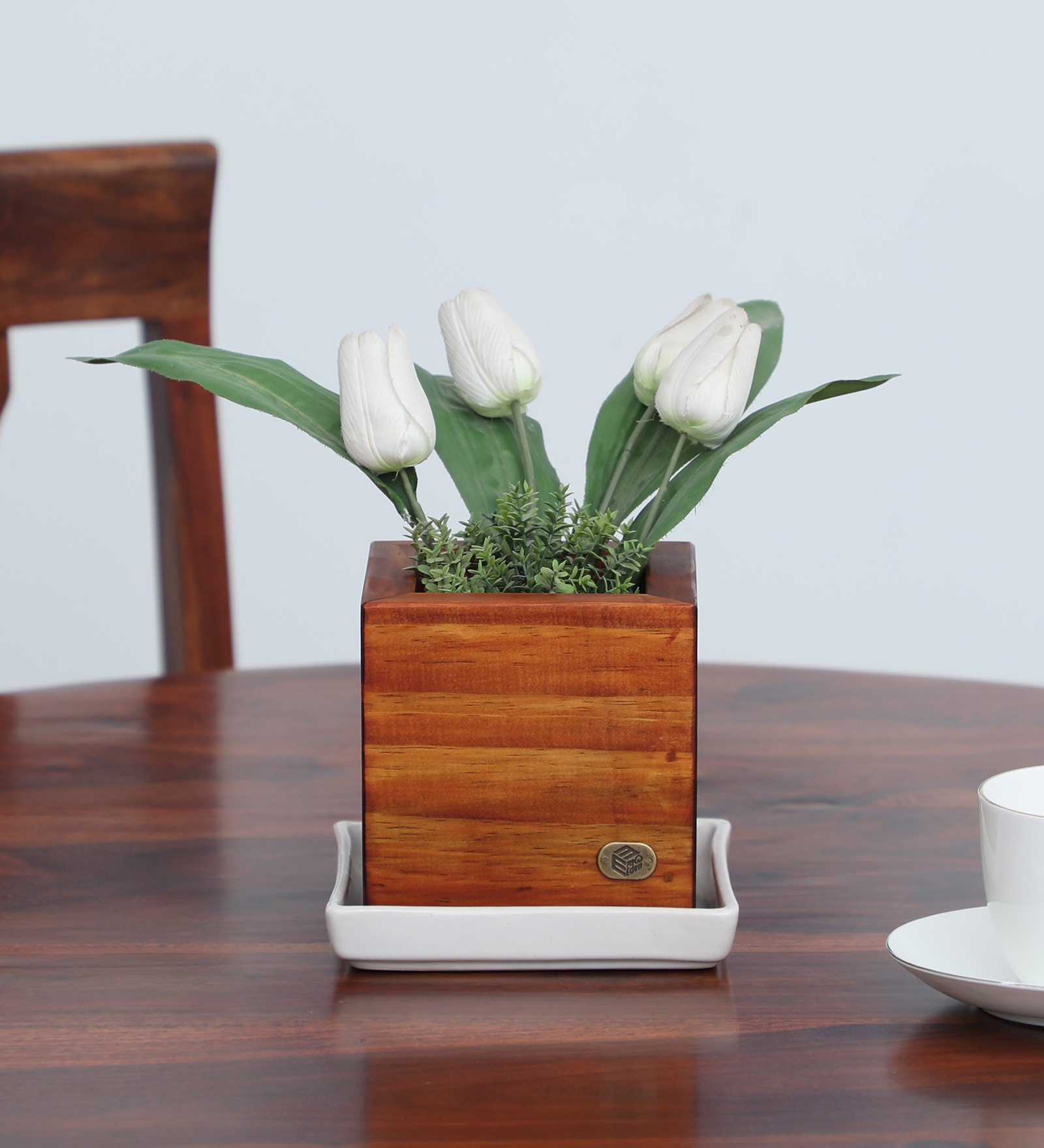 Buy Natural Finish Pine Wood Square Desk Planter by My Eden at 100% OFF ...
