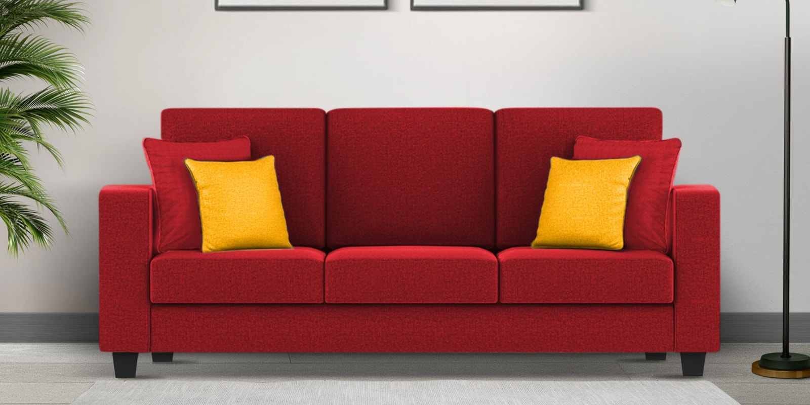 Buy Nabi Fabric 3 Seater Sofa in Blood Maroon Colour Online - Lawson ...