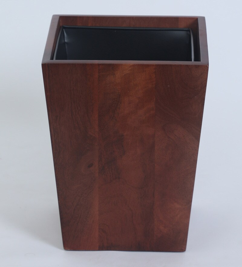 Buy Natural Mango Wood Dustbin with Inner Metal by Crayton Online ...